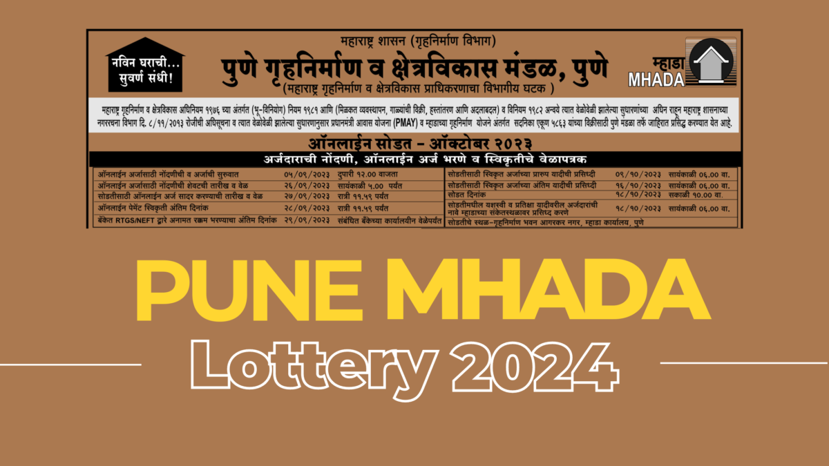 MHADA Lottery Pune 2024: 6294 Flats in Pune, Pimpri-Chinchwad (PCMC), PMRDA, Solapur, Kolhapur ...