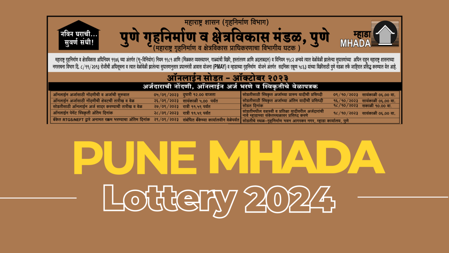 MHADA Lottery Pune 2024: 6294 Flats in Pune, Pimpri-Chinchwad (PCMC ...